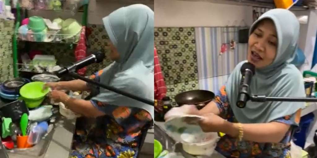 The Real Dapur Rekaman, Video Kocak Emak-Emak Cuci Piring Sambil Karaoke Ini Ditonton Setengah ...