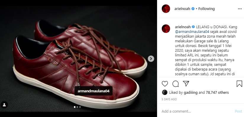 Cuma Ada Satu Pasang, Sepatu Merah Ariel Noah Ini Laku Terjual Rp 30 ...