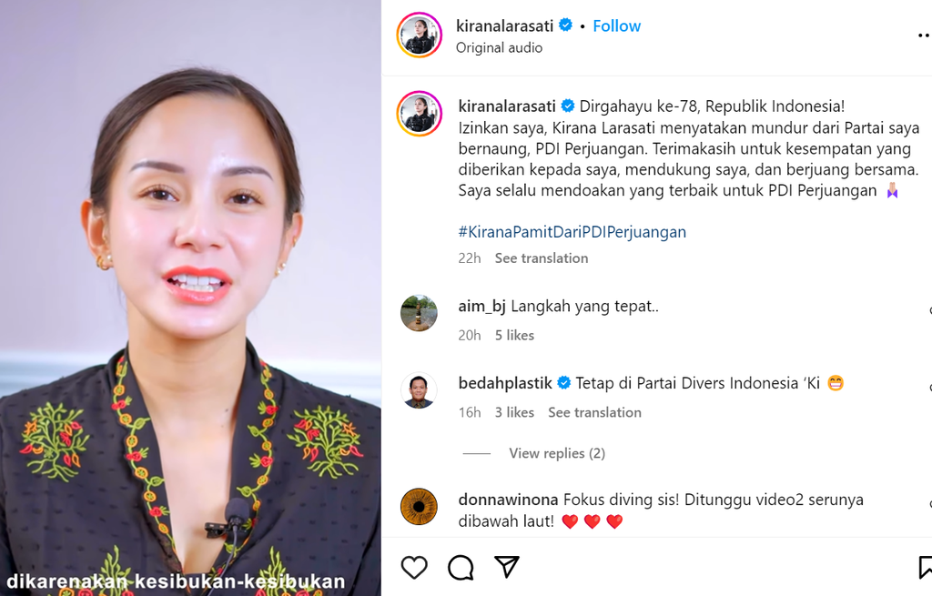 Kirana Larasati Malah Mundur Saat Banyak Artis Mendadak Minat Jadi ...